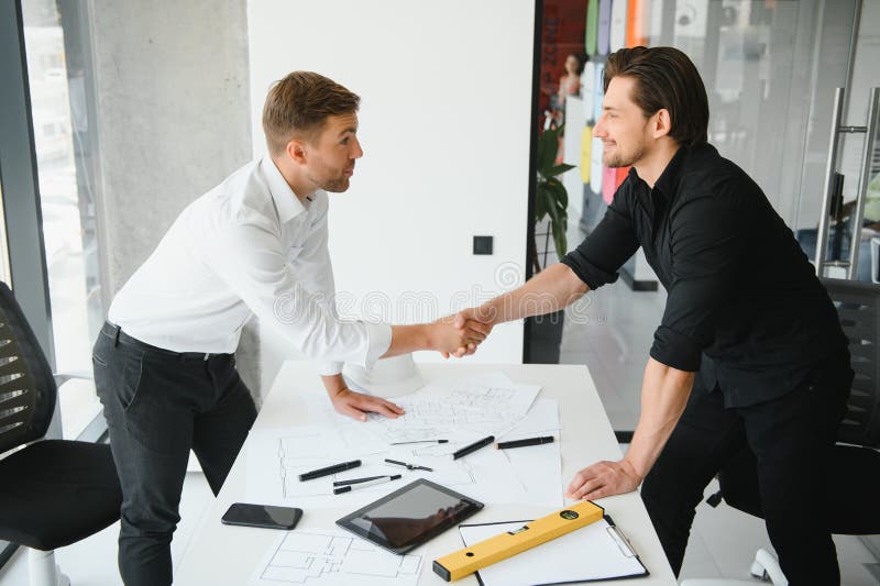 Engineer or Architect Teamwork Working on Construction Project with ...