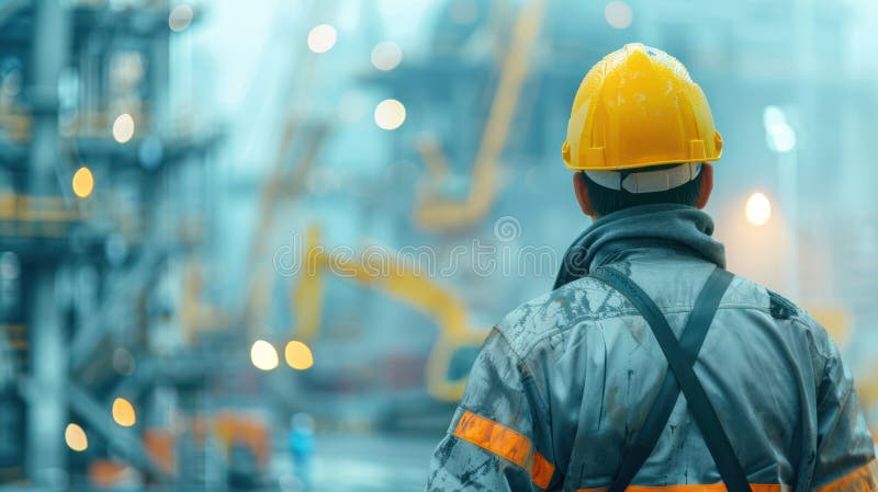 An Engineer or Architect Worker S Back View Against a Backdrop of ...