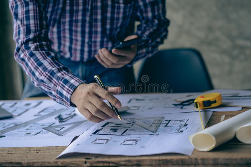 An Engineer or Architect Working on a New Project Stock Photo - Image ...