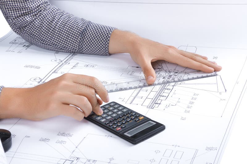 Engineer / Architect Workplace Stock Photo - Image of drawing, heavy ...