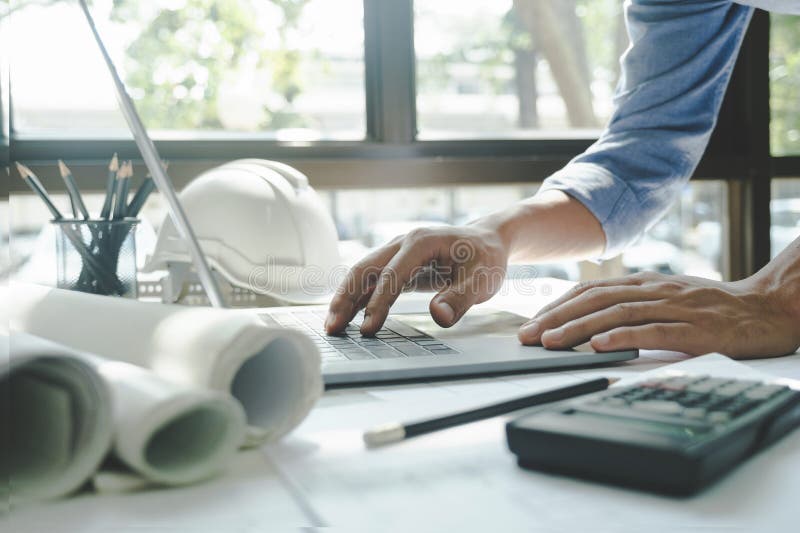 Engineer, Architects Working Alone. Stock Image - Image of laptop ...