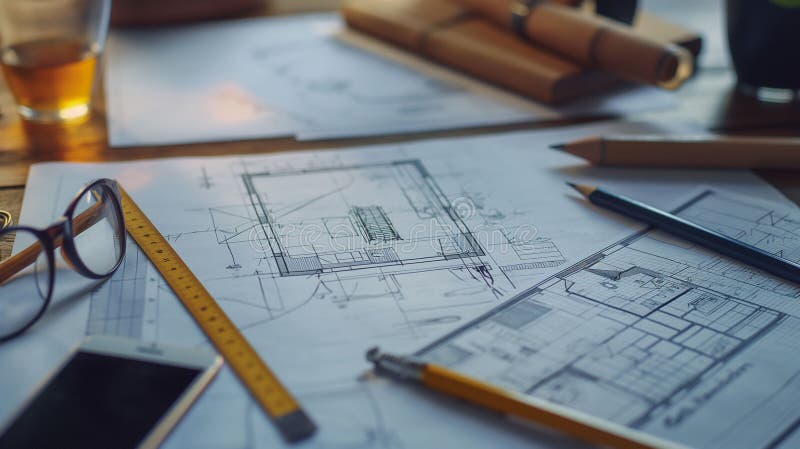 Engineer or Architectur Blueprint Plan Top View Table , Generative AI ...