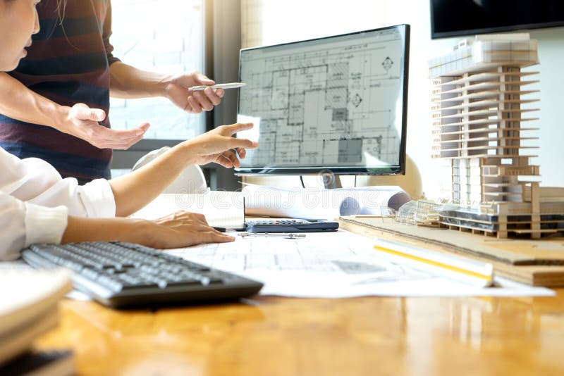 Architect Working Computer Designing Editorial Stock Image - Image of ...
