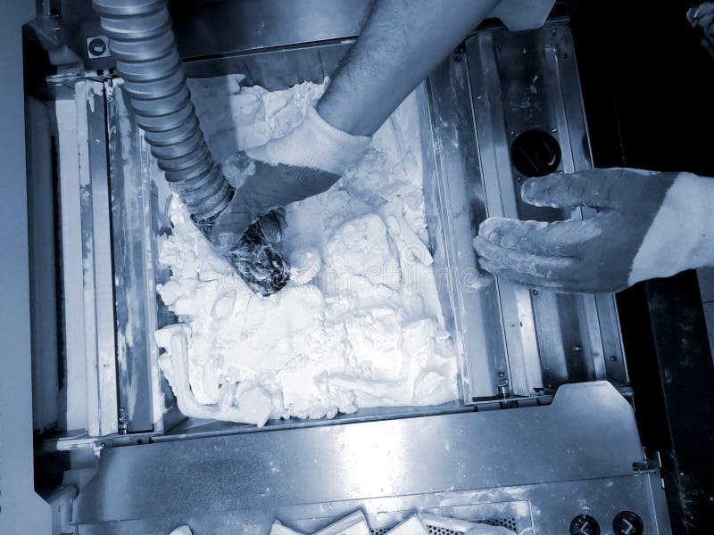 Engineer or Artist Designer Printing 3D Parts, Shaping Models from Dust ...