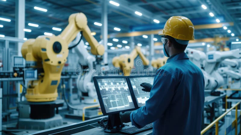 Engineer Monitoring Robotic Automation AIG41 Stock Photo - Image of ...