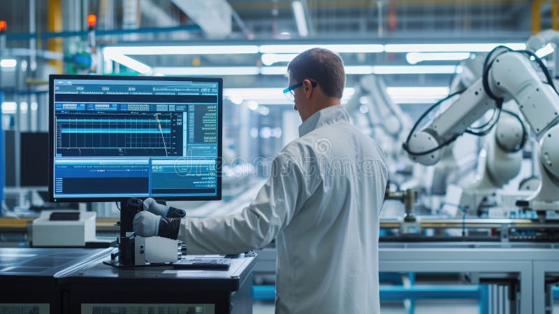 Engineer Monitoring Robotic Automation Stock Photo - Image of ...