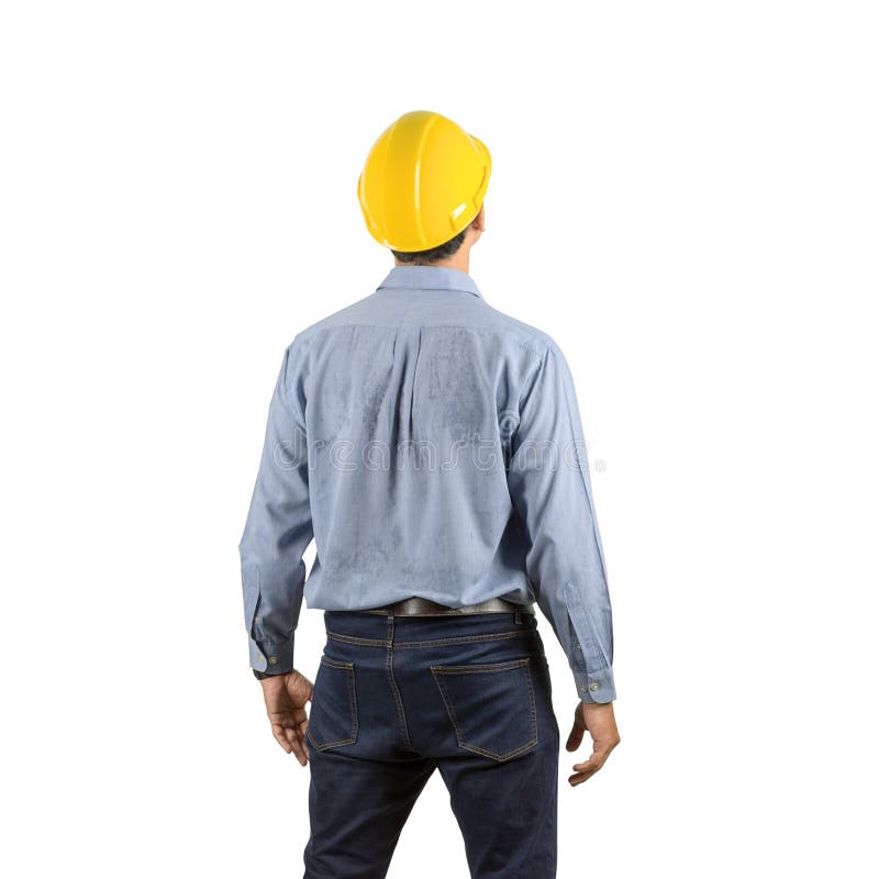 Engineer Back View Isolated Stock Photo - Image of contractor, engineer ...