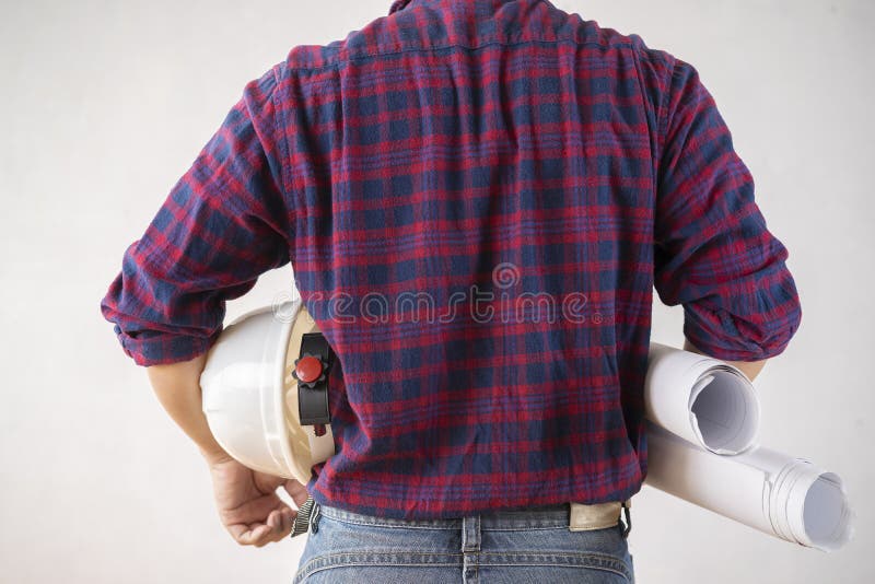 Engineer Back View Isolated Stock Image - Image of industry, young ...