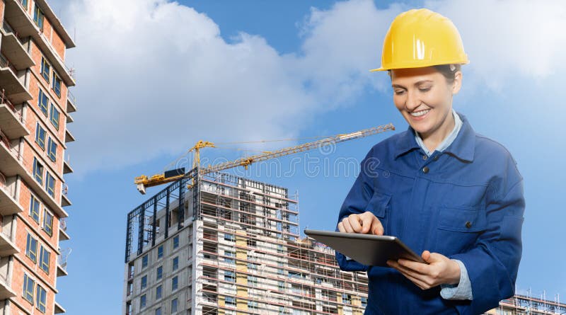 Engineer on the Background of a Construction Site Stock Photo - Image ...