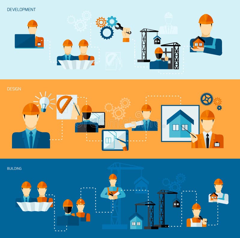 Engineer Banners Set stock vector. Illustration of building - 49368326