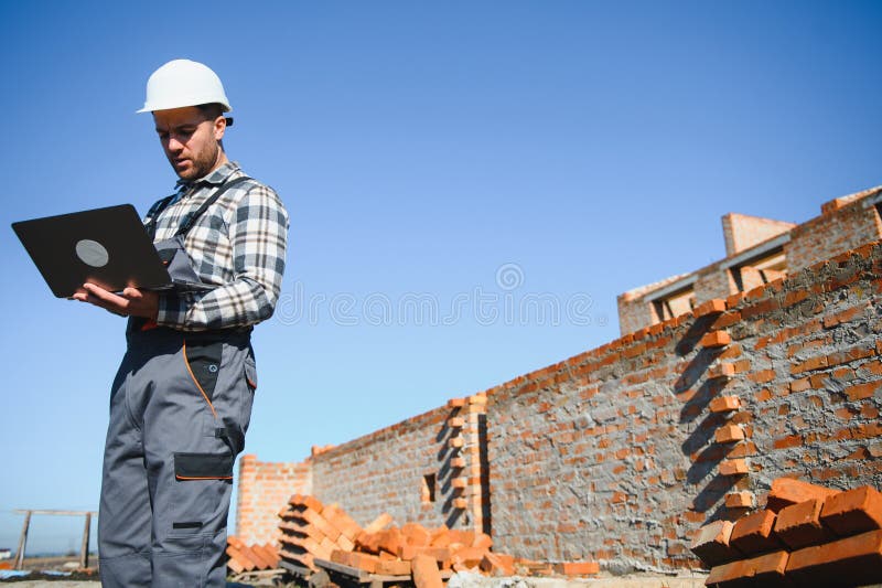 Engineer, Bearded Man Wears Safety Helmet Inspecting Housing ...