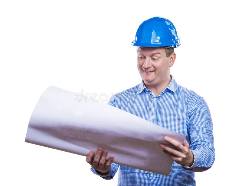 Engineer in blue helmet stock image. Image of construction - 50906707