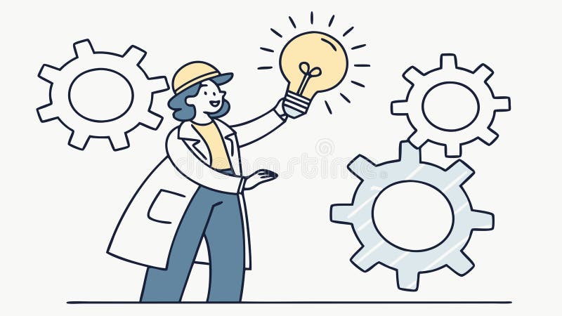 Engineer with Bright Idea, Innovation, Problem-Solving, and Mechanical Design, Vector Design ...