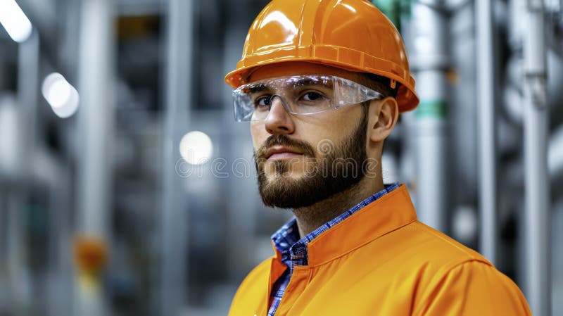 Engineer in Bright Orange Uniform and Helmet for Safety Generative AI ...