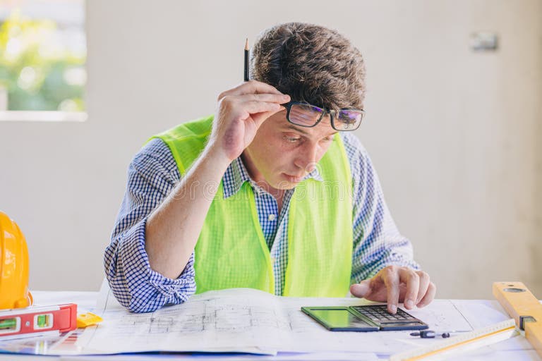 Engineer Builder Calculate Construction Bill Cost Surprised Shock ...