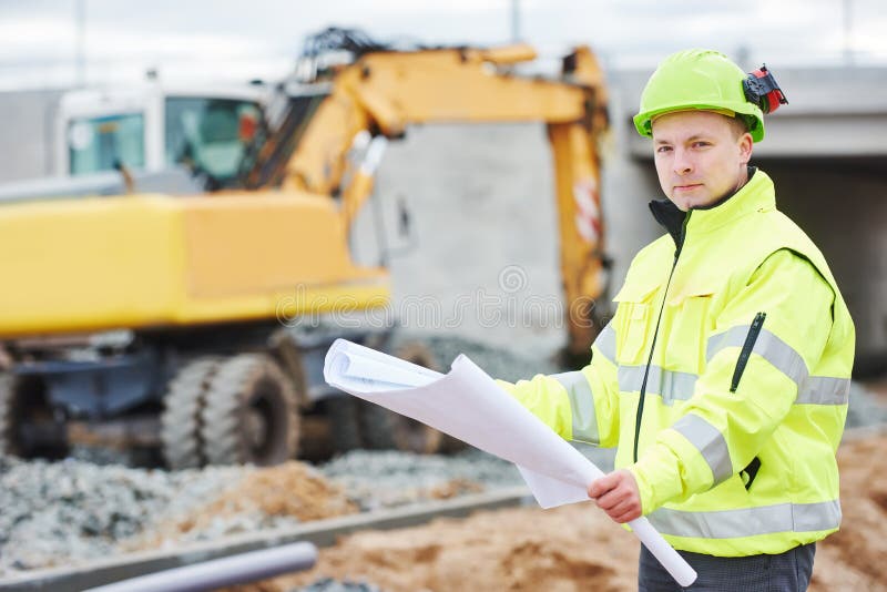 Engineer Builder at Construction Site Stock Image - Image of laborer ...