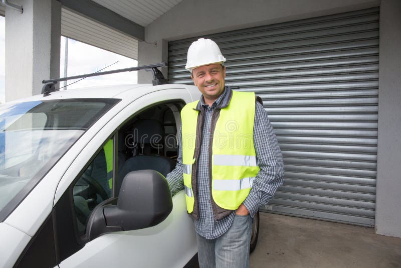 Engineer Builder at Construction Site, Close To His Car Stock Image ...