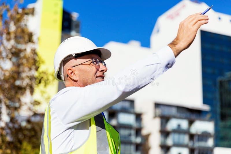 Engineer Builder at Construction Site Stock Image - Image of outdoors ...