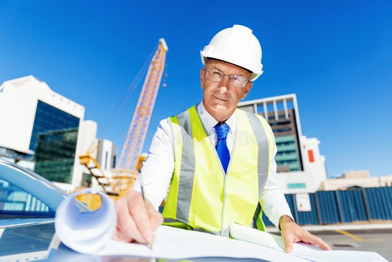 Engineer Builder at Construction Site Stock Photo - Image of foreman ...