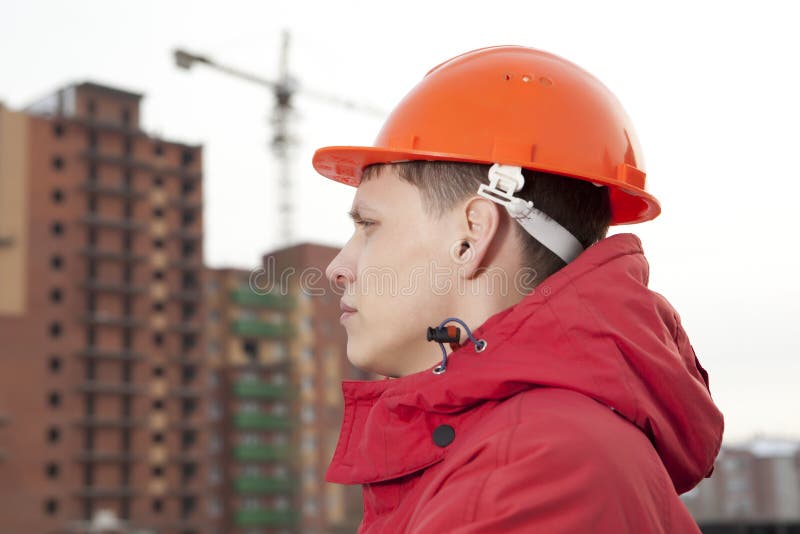 Engineer Builder in Helmet at Construction Site Stock Photo - Image of ...