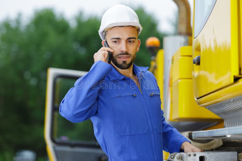 Engineer Builder on Phone at Construction Site Stock Image - Image of ...