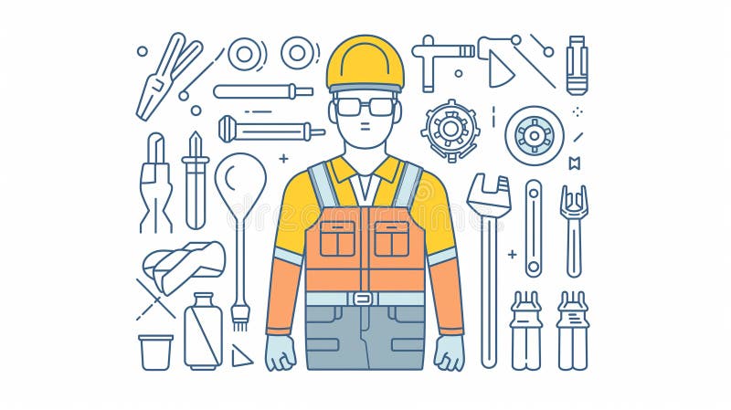 Engineer Builder with Various Tools Illustration, a Builder Engineer ...