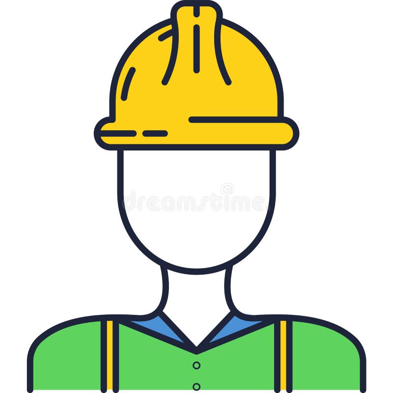 Vector Engineer Worker Icon Man Portrait Isolated Stock Vector ...