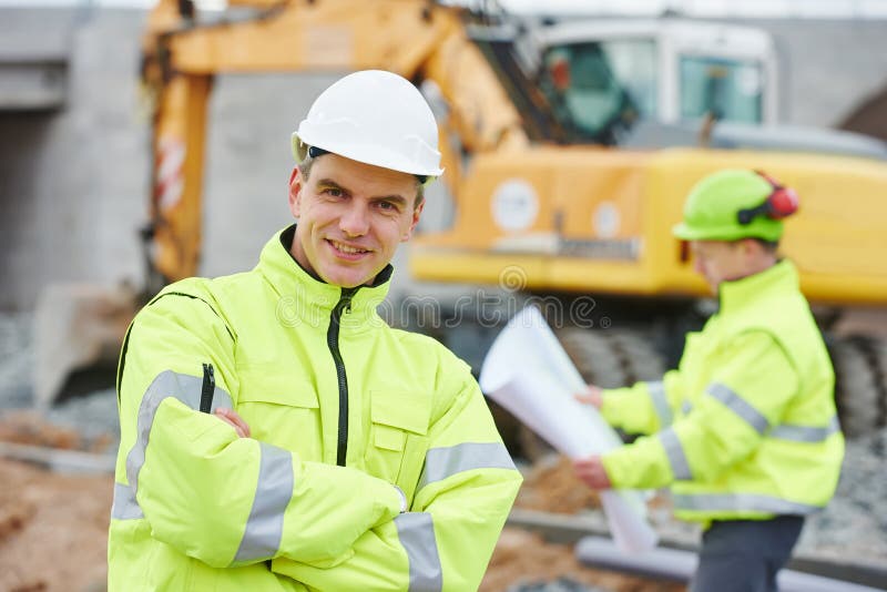 Engineer Builders at Construction Site Stock Image - Image of boss ...