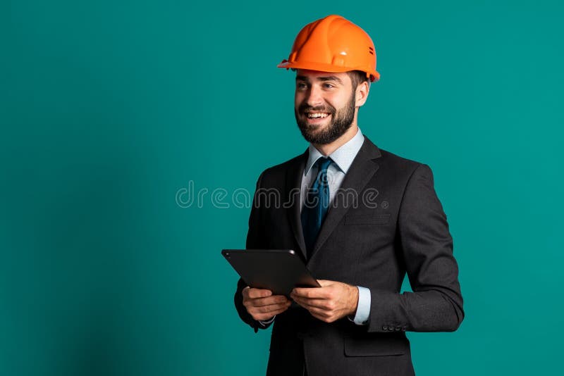 Engineer Businessman in Suit Jacket Makes Notes Paper Building Project ...