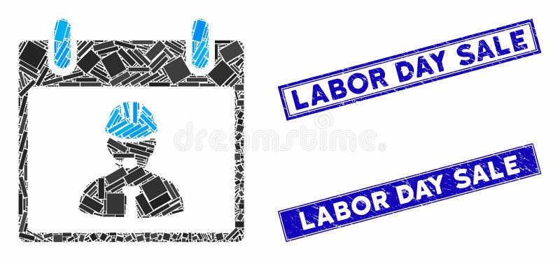 Engineer Calendar Page Mosaic and Scratched Rectangle Seals Stock ...