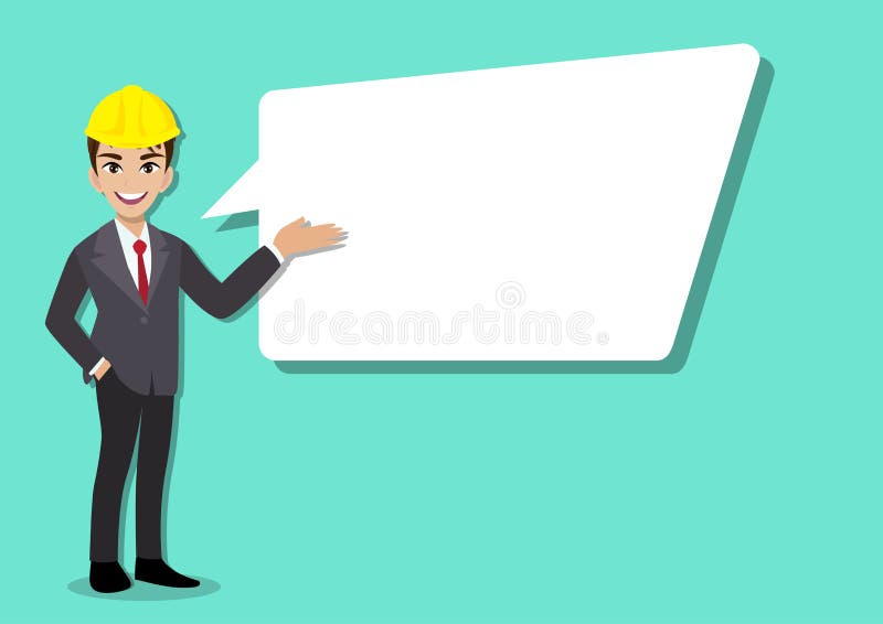 Engineer Cartoon Character with Chat Bubbles. Vector Illustration Stock ...