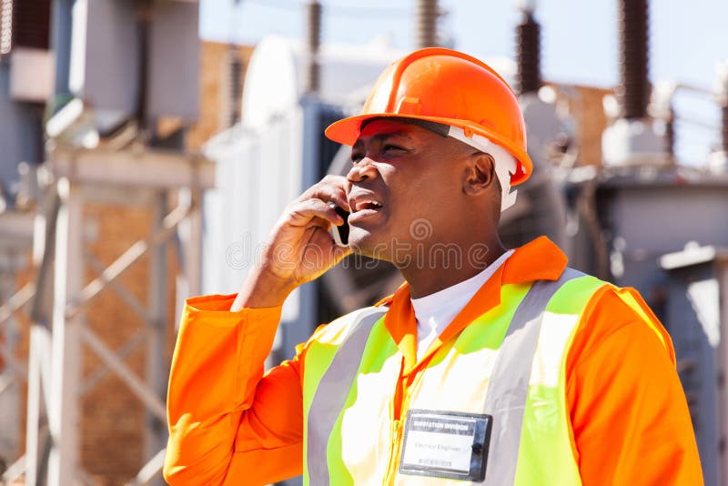 Engineer cell phone stock image. Image of modern, hardhat - 43841863