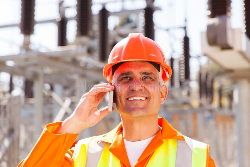 Engineer cell phone stock image. Image of call, electricity - 43843061