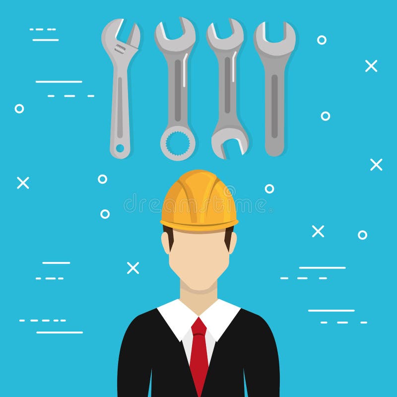Engineer Character with Construction Equipment Stock Vector ...