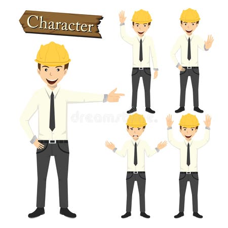 Engineer Character Set Vector Illustration Stock Vector - Illustration ...