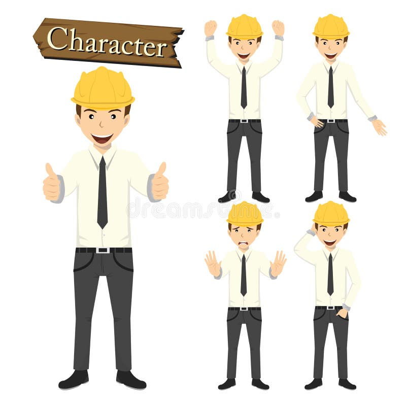 Engineer Character Set Vector Illustration Stock Vector - Illustration ...