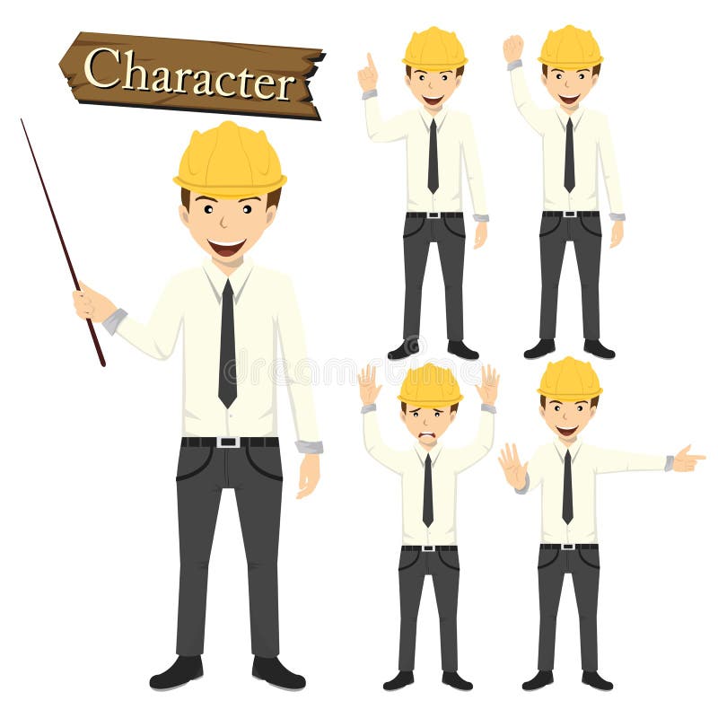 Engineer Character Set Vector Illustration Stock Vector - Illustration ...