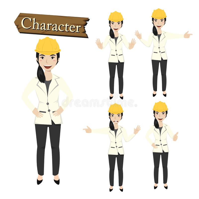 Engineer Character Set Vector Illustration Stock Vector - Illustration ...