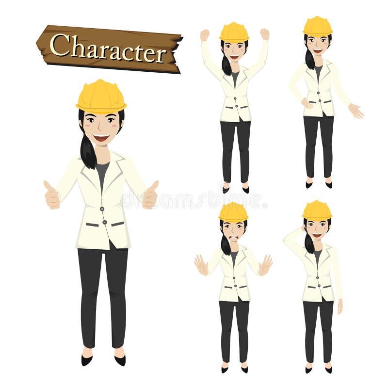 Engineer Character Set Vector Illustration Stock Vector - Illustration ...