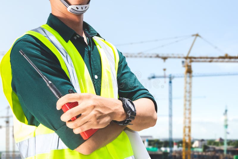 Engineer is Checking the Building Site Stock Image - Image of control ...