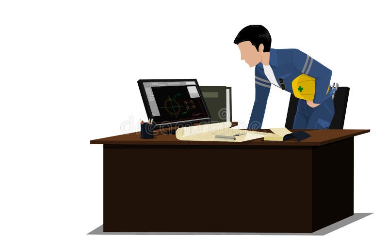 An Engineer is Checking Drawing Stock Vector - Illustration of isolate ...