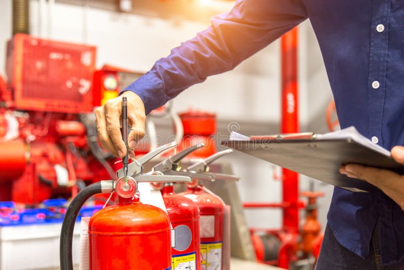 Engineer Checking Industrial Fire Control System,are Checking Fire ...