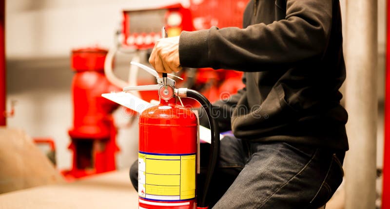 Engineer Checking Industrial Fire Control System Fire Alarm Controller ...