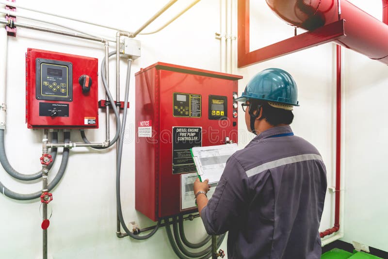 Engineer Checking Industrial Generator Fire Control System Editorial ...