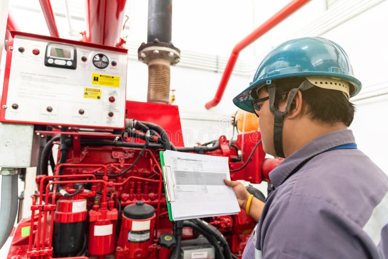 Engineer Checking Industrial Generator Fire Control System Editorial ...