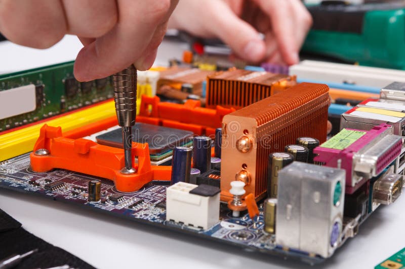 Engineer Checking Motherboard with Multimeter Stock Photo - Image of ...