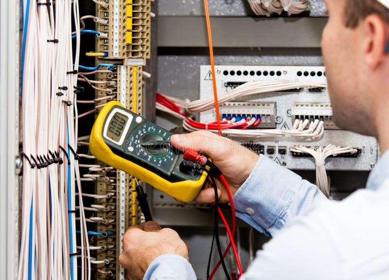 Engineer Checking Power Supply Stock Photo - Image of supply, terminal ...