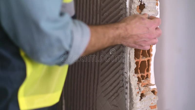 Engineer Checking Wall Material Safety for Construction Condition and ...