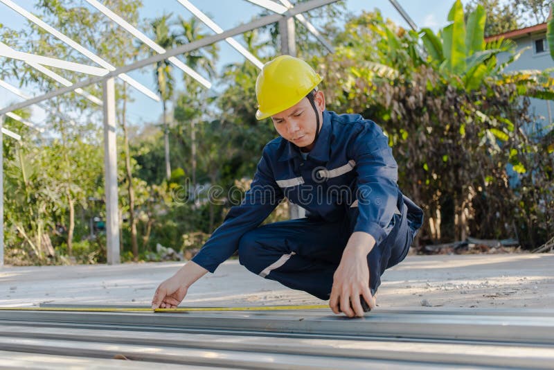 Engineer Checking Work at Construction Building. Stock Image - Image of ...