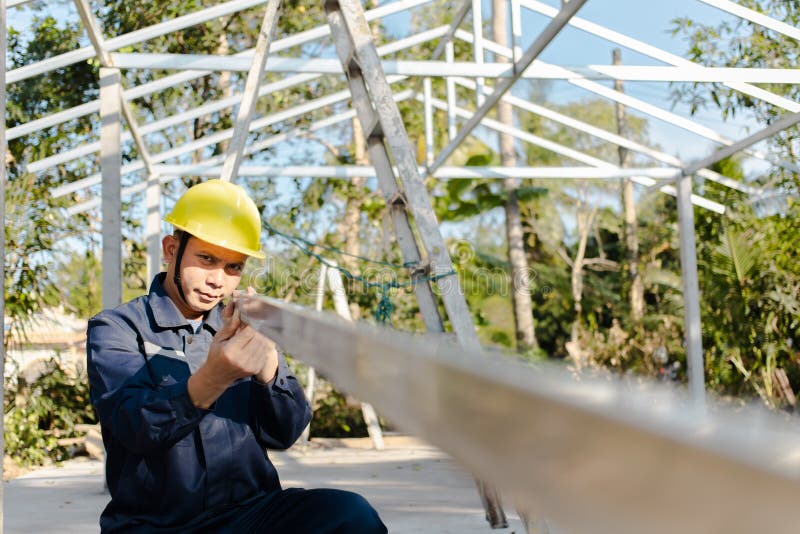 Engineer Checking Work at Construction Building. Stock Photo - Image of ...